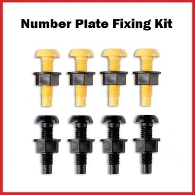Number Plate Fitting Kit Plastic Nuts & Screws 4 Black 4 Yellow 8 Black ...
