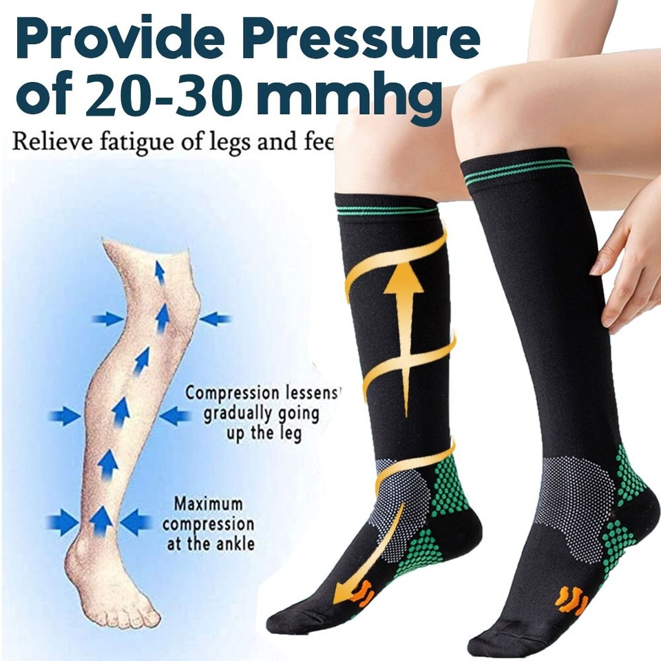 Compression Stockings Knee High 20-30 mmHg Men Women Socks Medias De ...