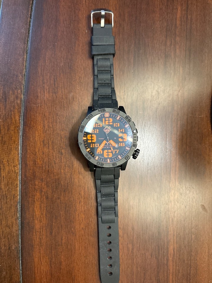 Hazard 4 AGENT ORANGE - HEAVY WATER DIVER 50MM TITANIUM TRITIUM WATCH W ...