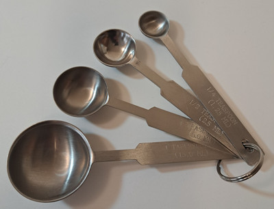 1/4 Teaspoon - Tablespoon 4-Piece Stainless Steel Rounded Measuring ...