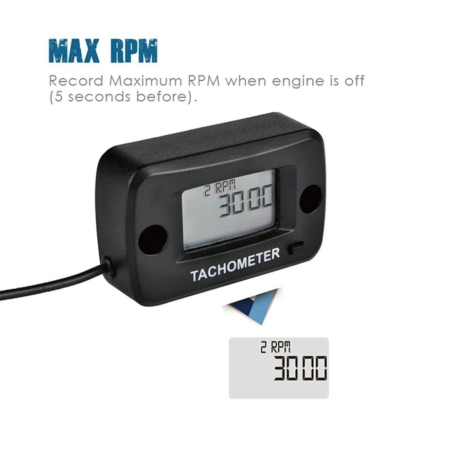 Gasoline Inductive Tachometer Hour meter Waterproof For Motorcycle ATV ...