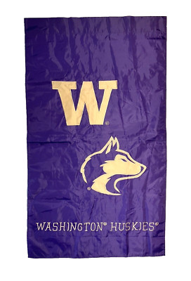 Vtg 00s y2k WASHINGTON HUSKIES UW College Football TAILGATE FLAG Large ...