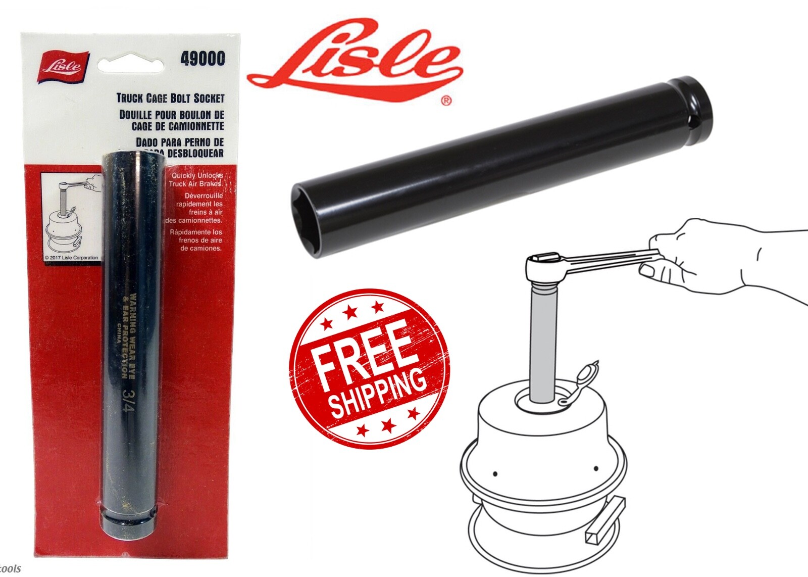 Lisle 49000 Truck Brake Cage Bolt Socket Tool New Free Shipping USA | eBay