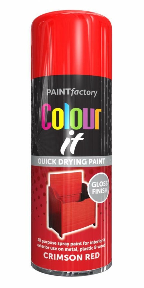 CRIMSON RED PAINT SPRAY AEROSOL QUICK DRYING GLOSS ALL PURPOSE PAINT ...