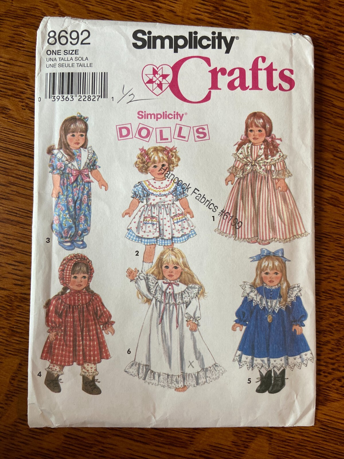 Simplicity Crafts 8692 One Size Dolls Clothes Wardrobe 18” Doll Unused ...