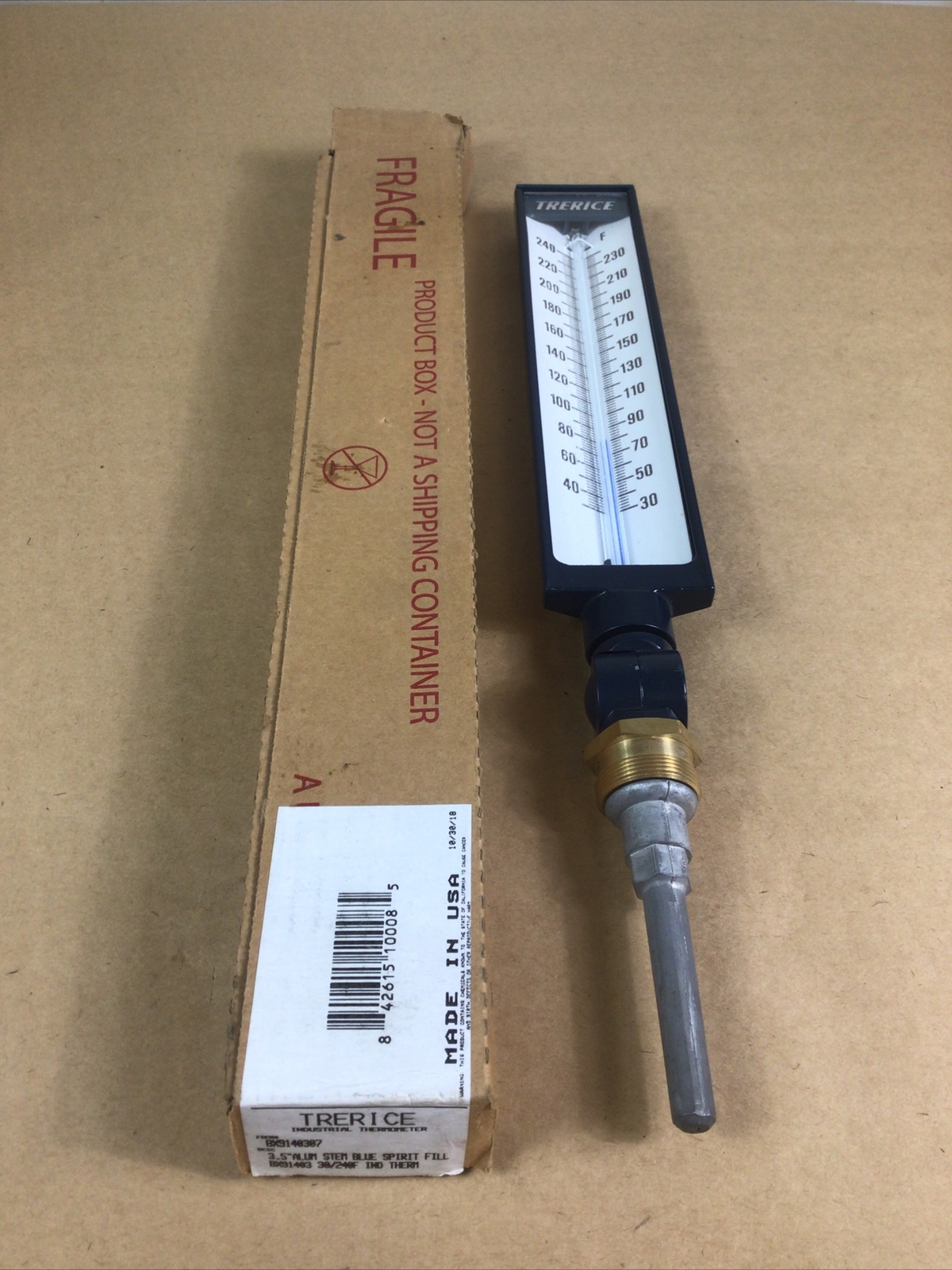 Trerice BX9140307 30-240F Industrial Thermometer w/3-1/2" Aluminum Stem ...