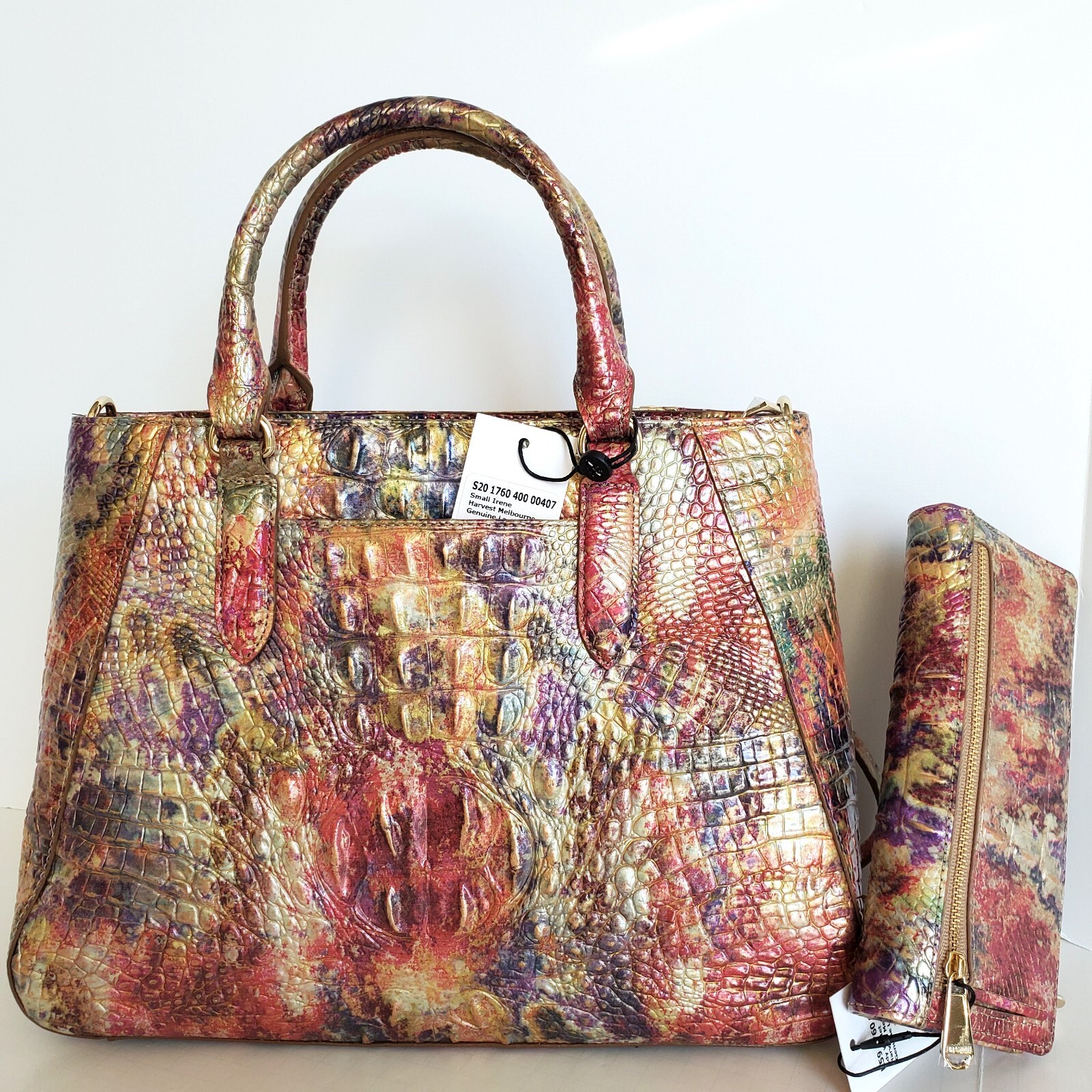 Brahmin Ruby Satchel Pecan Melbourne Croc-embossed Genuine Leather N26 ...