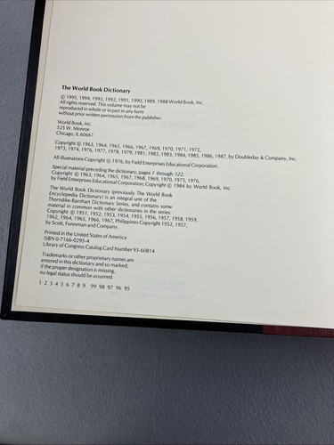 World Book Dictionary Set A- Z Vintage 1989 Thorndike Barnhart Black ...