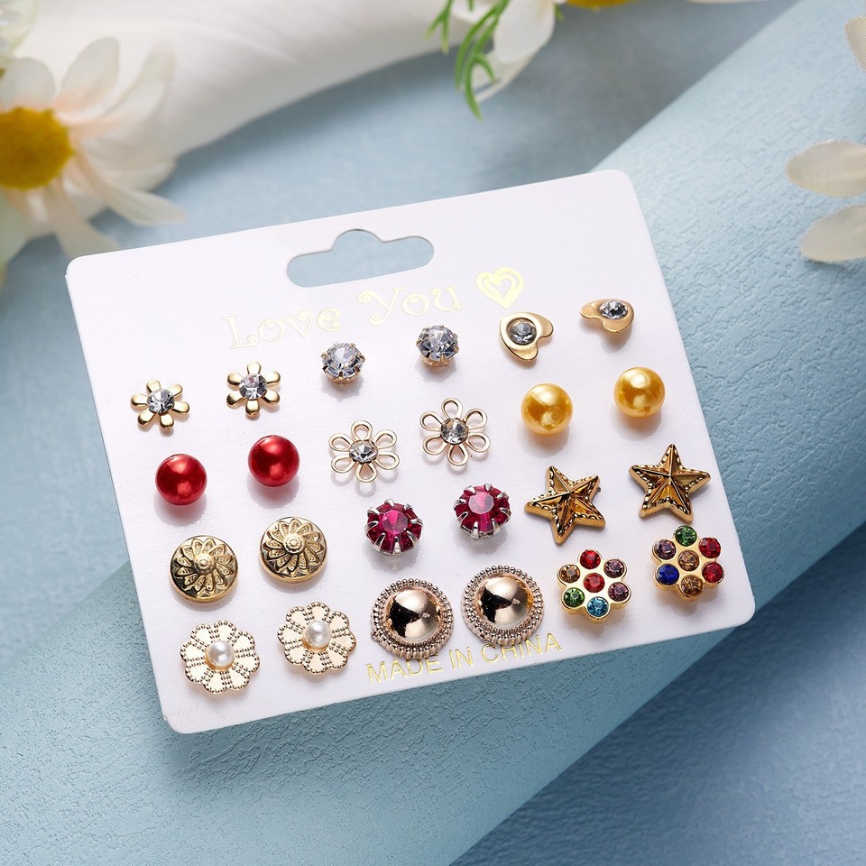 120 Pairs Random Stud Earrings Set Cute Fashion Earring Variety Pack ...