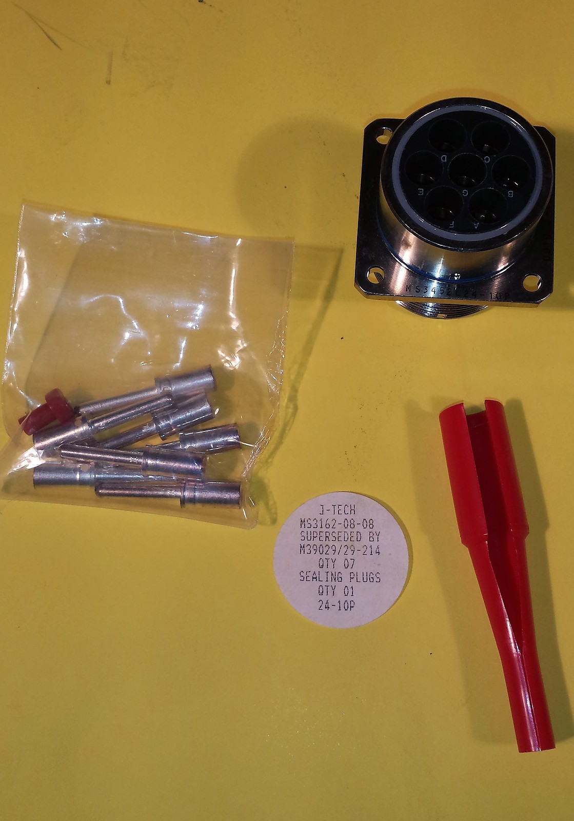 AMPHENOL MS3452L24-10P CONNECTOR WITH PINS MS3126-08-08 BOX MOUNTING ...