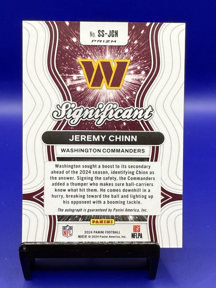 2024 NFL PRIZM Jeremy Chinn True Silver Commanders Auto Significant ...