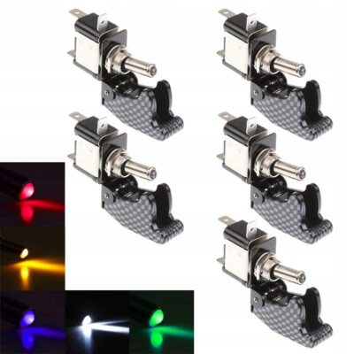 12V 20A Red LED Light Toggle Rocker Switch Control ON/OFF Marine Car ...