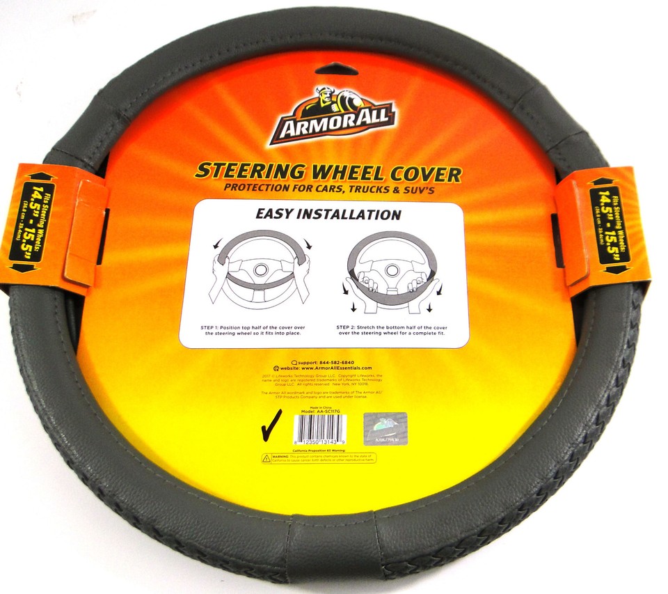 Armor All PremiumSoft Touch Sport Steering Wheel Cover Padded GRAY 14.5 ...