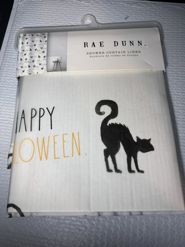 Rae Dunn Shower Curtain Liner Fall Happy Halloween Black Cat 72x72 (Z82 ...