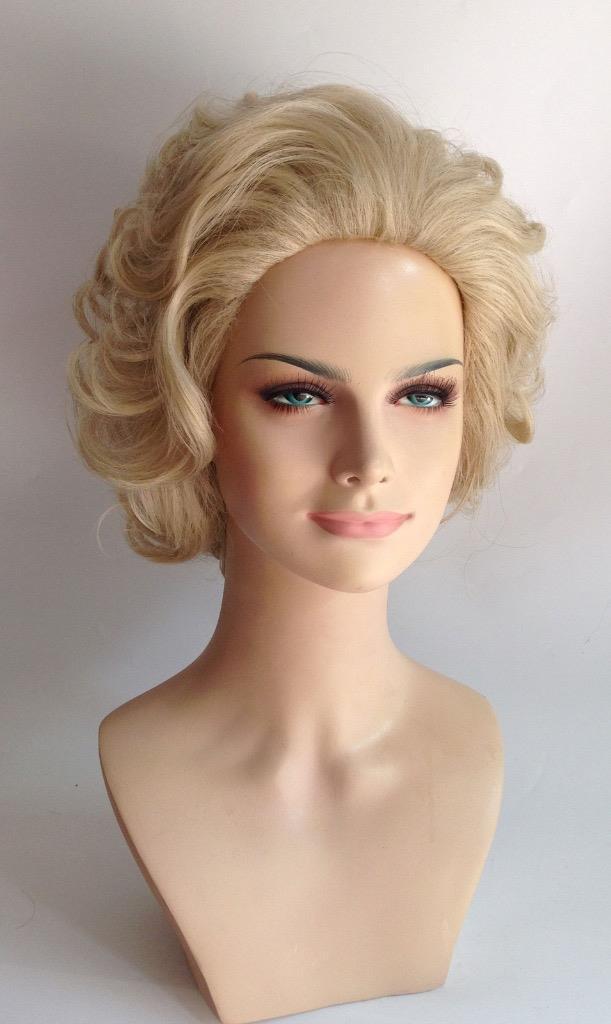 DELUXE MARGARET THATCHER BLONDE OLD LADY GRANNY GRANDMA SHORT CURLY ...