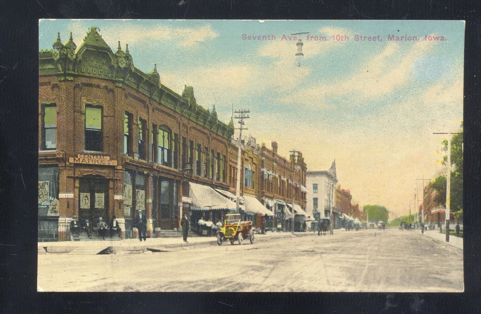 MARION IOWA DOWNTOWN SEVENTH STREET SCENE VINTAGE POSTCARD 1910 | eBay