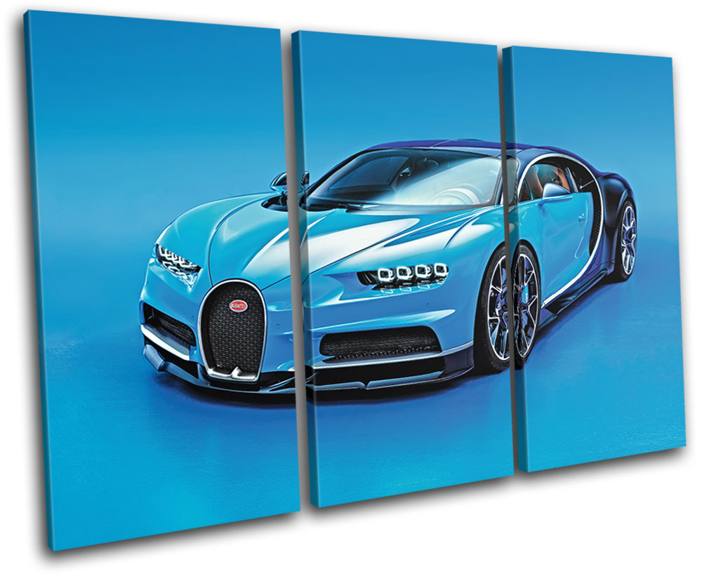 Bugatti Chiron Exotic Supercar Cars TREBLE CANVAS WALL ART Picture ...