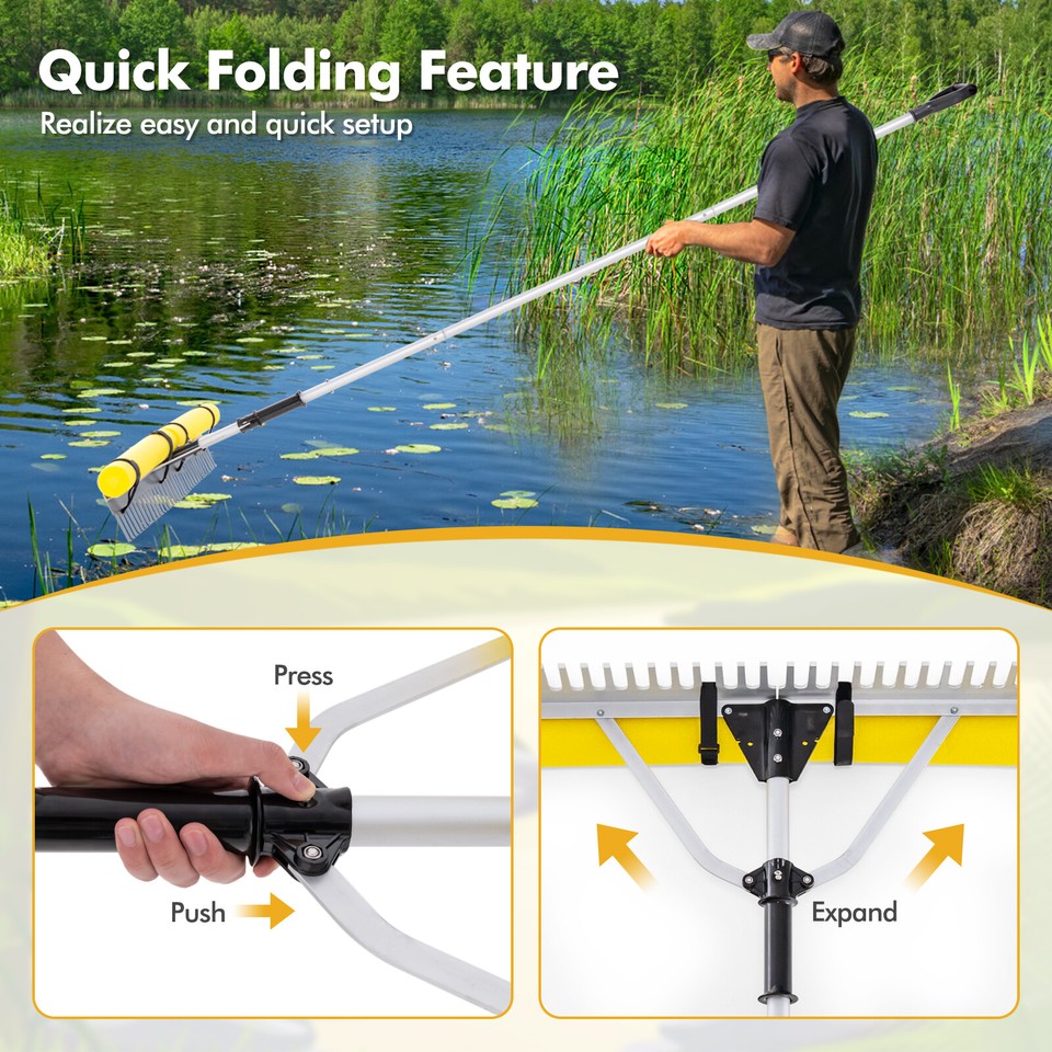 Floating Weed Lake Rake Pond Weed Cutter w/ Foam Floats, Rope ...