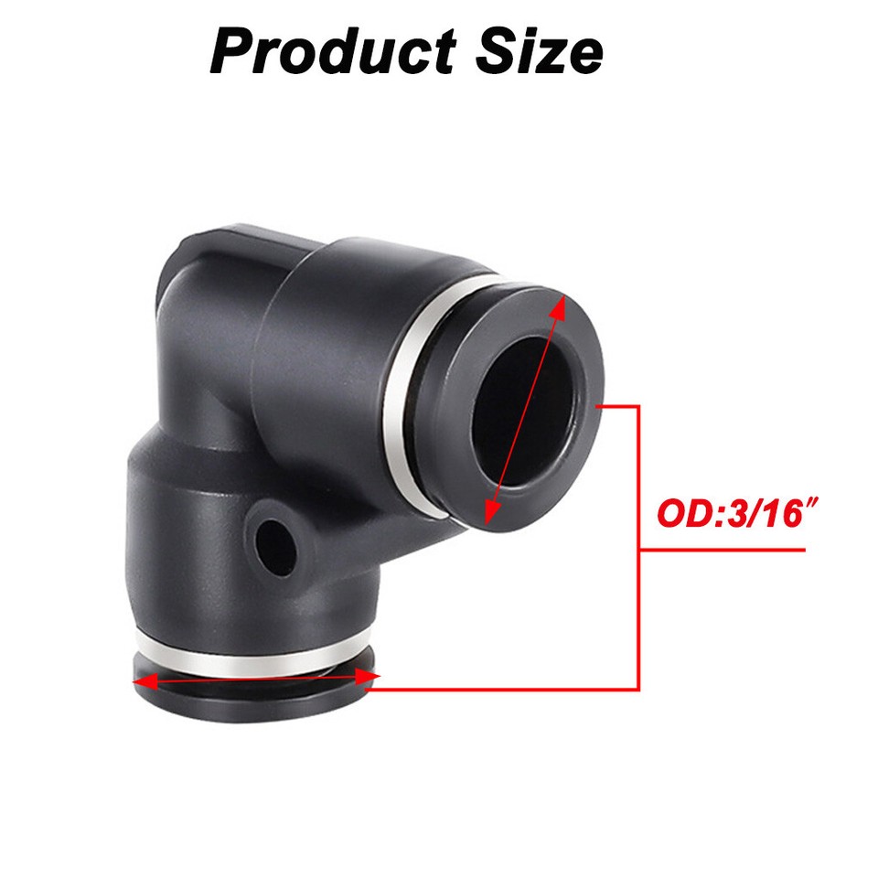 10Pcs Push To Connect Air Fittings Tube 3/16" Od Elbow Air Line Union ...