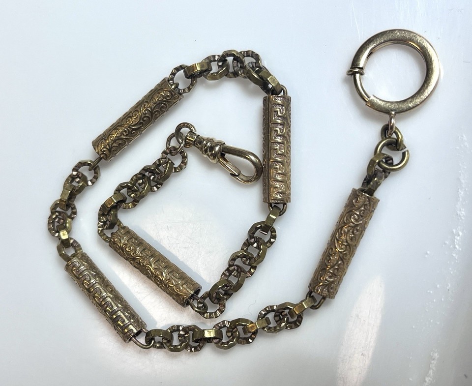 Lot of 3 Antique Gold Filled Niello Sterling Silver Watch Chains 900 57 ...