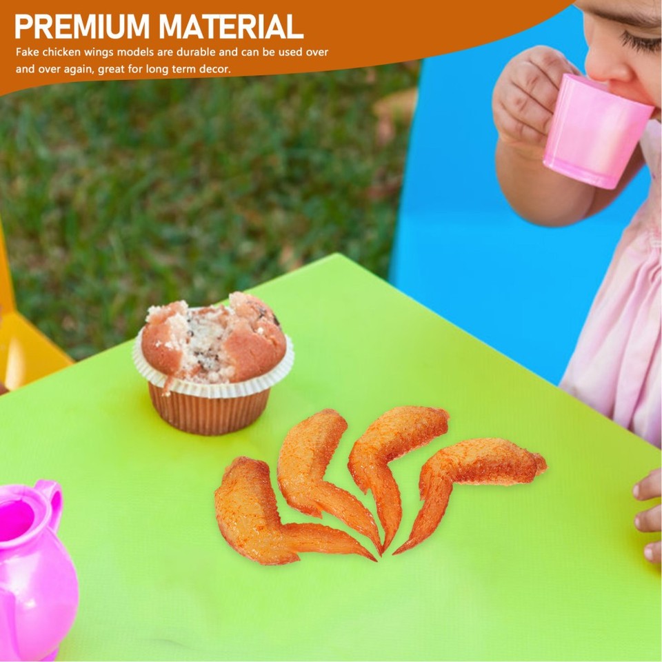 4 Pcs Decor Realistic Fried Chicken Wings Artificial Poultry Simulation ...