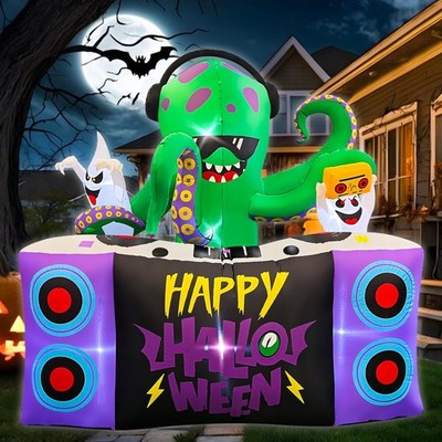 Halloween Inflatables,6FT DJ Octopus Playing Music on Turntables with ...