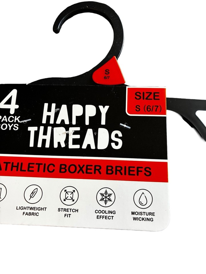 Happy Threads Boys Athletic Boxer Briefs Size S 6/7 Pizza Skateboard 4 ...