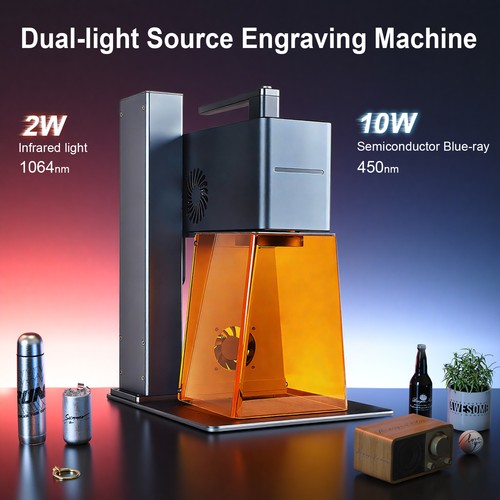 Dual-Laser Source Laser Engraver Machine Multi-Angle DIY Wood Leather ...