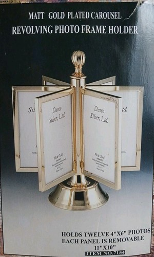 Mat Gold plated Carousel Revolving Photo Frame Holder 4"X 6"Never used ...