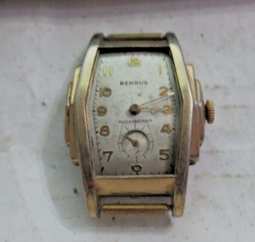 BENRUS 1930S TANK WATCH VINTAGE ART DECO 15J 10KT GOLD FILLED # BB3 ...