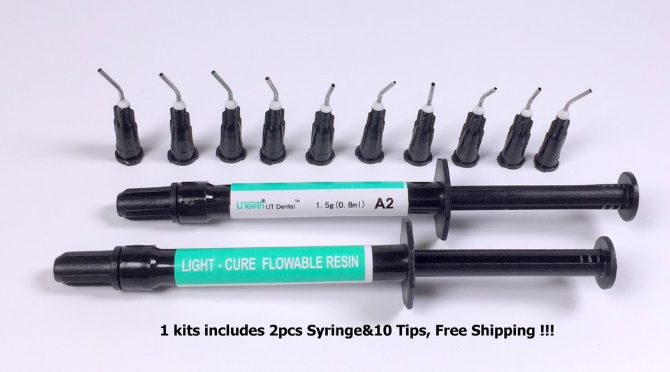 10X Dental Flowable Composite Flow Resin 2 Syringes Kit Light Cure A1 ...