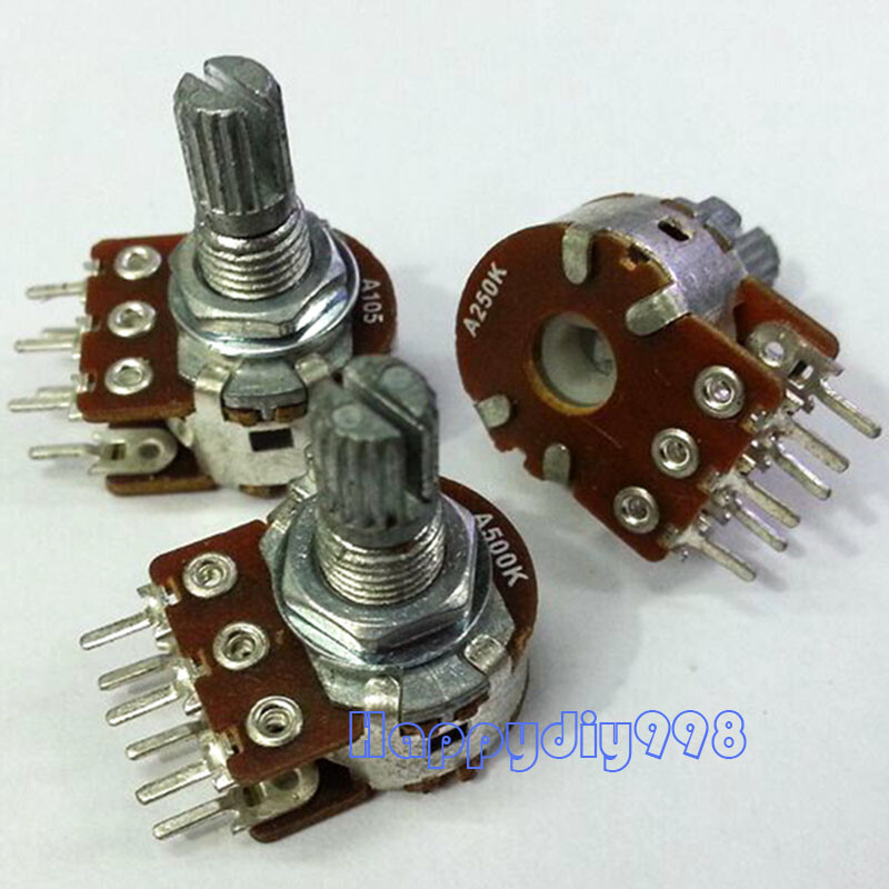 2PCS 16 A type STEREO VOLUME Potentiometer Dual PCB 6pins A500K*2 | eBay