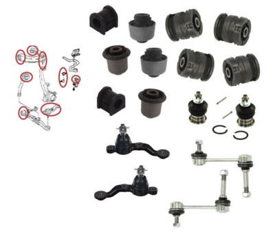 Front Wishbone Control Arm Bushes Bushings Ball Joints fits Lexus IS200 ...