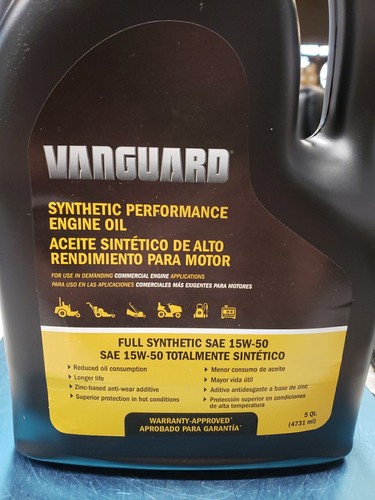 Vanguard (100170) SAE 15W-50 Full Synthetic Engine Oil- 5 Quart Jug for ...