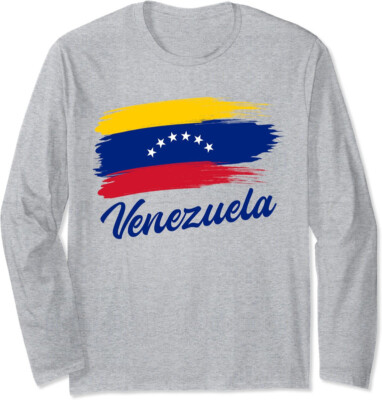 Venezuela Flag Proud Latin American Roots Patriotic Long Sleeve Tshirt ...