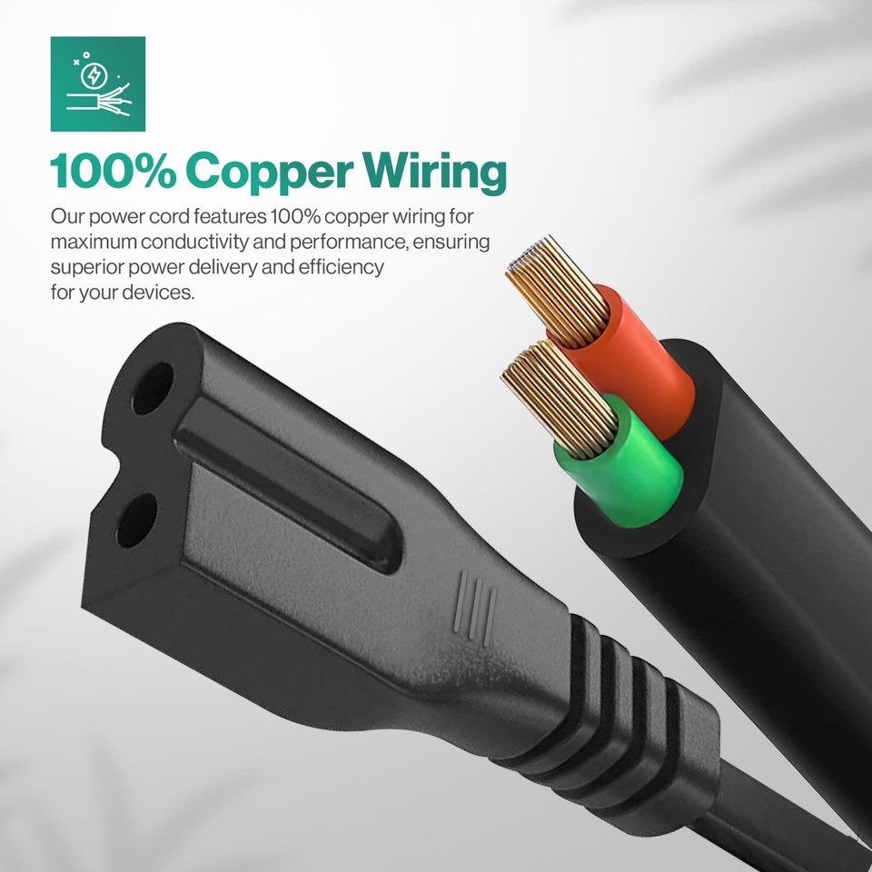 Lot of 1-100 2 Prong AC Polarized Power Cord 125v Cable C7P Connector ...