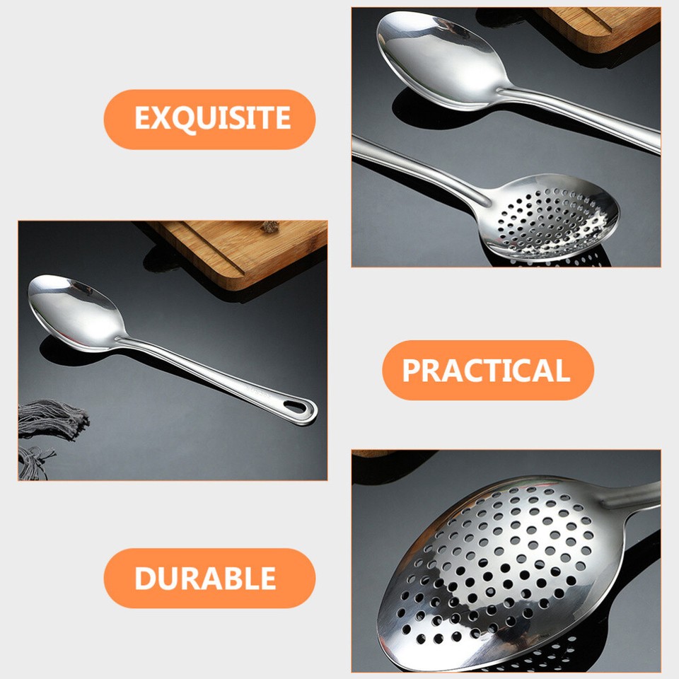 2 Pcs Dining Spoon Set Buffet Serving Utensils to Take Food Perforated ...