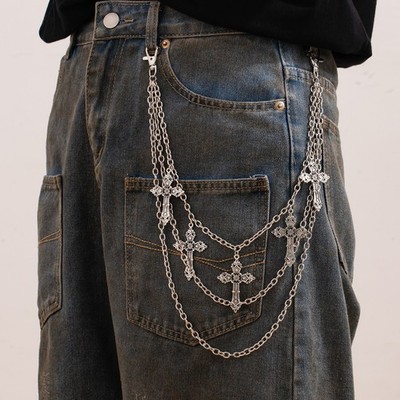Men Punk Cross Wallet Chain Link Keychain Jeans Pants Chain Y2K Bag ...