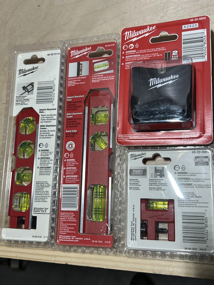 Milwaukee Level Set 3 Diff. Levels + Milwaukee Angle Finder , All New ...