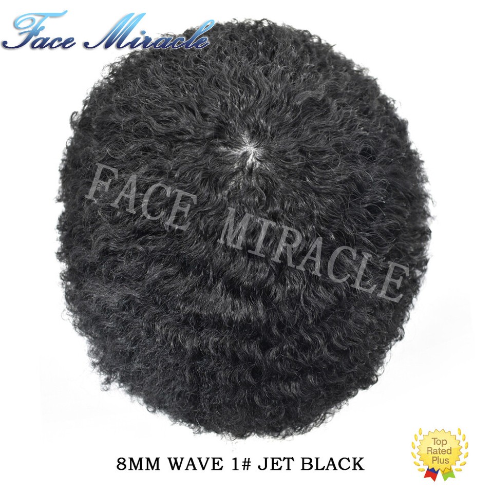 FULL PU Afro Curl Toupee for Black Men African American Mens Toupee ...