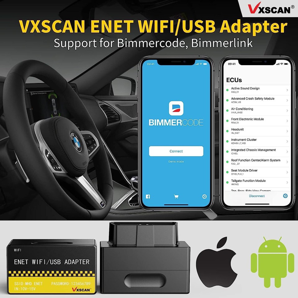 OBD ENET WIFI/USB Adapter DOIP F/G-serie with BimmerCode E-SYS Bootmod3 Ethernet | eBay