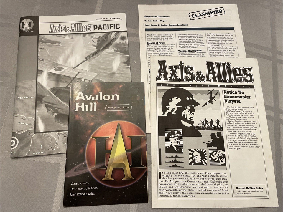 Axis & Allies PACIFIC ~ WWII Strategy Board Game (AH/Hasbro, 2000) NEAR ...