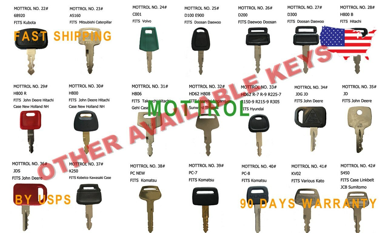 5 PC KEYS 701 FITS DITCH Witch Equipment Ignition Start Starter Keys ...