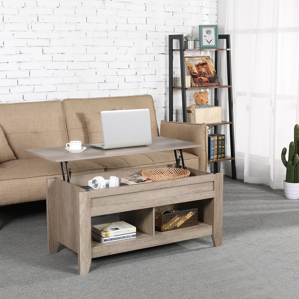 Lift Top Coffee Table w/Hidden Storage Compartment Open Shelf for ...