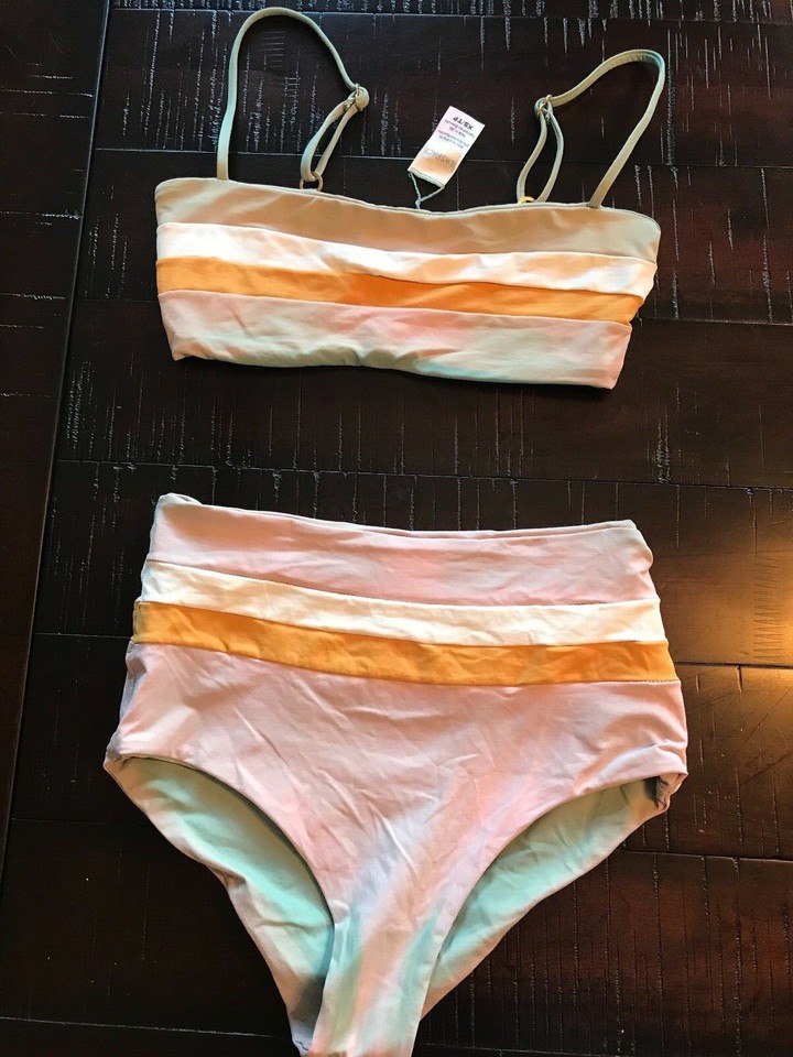 L*SPACE COLOR BLOCK EXCLUSIVE REBEL BANDEAU TUBE BIKINI Size XS/S $187 ...