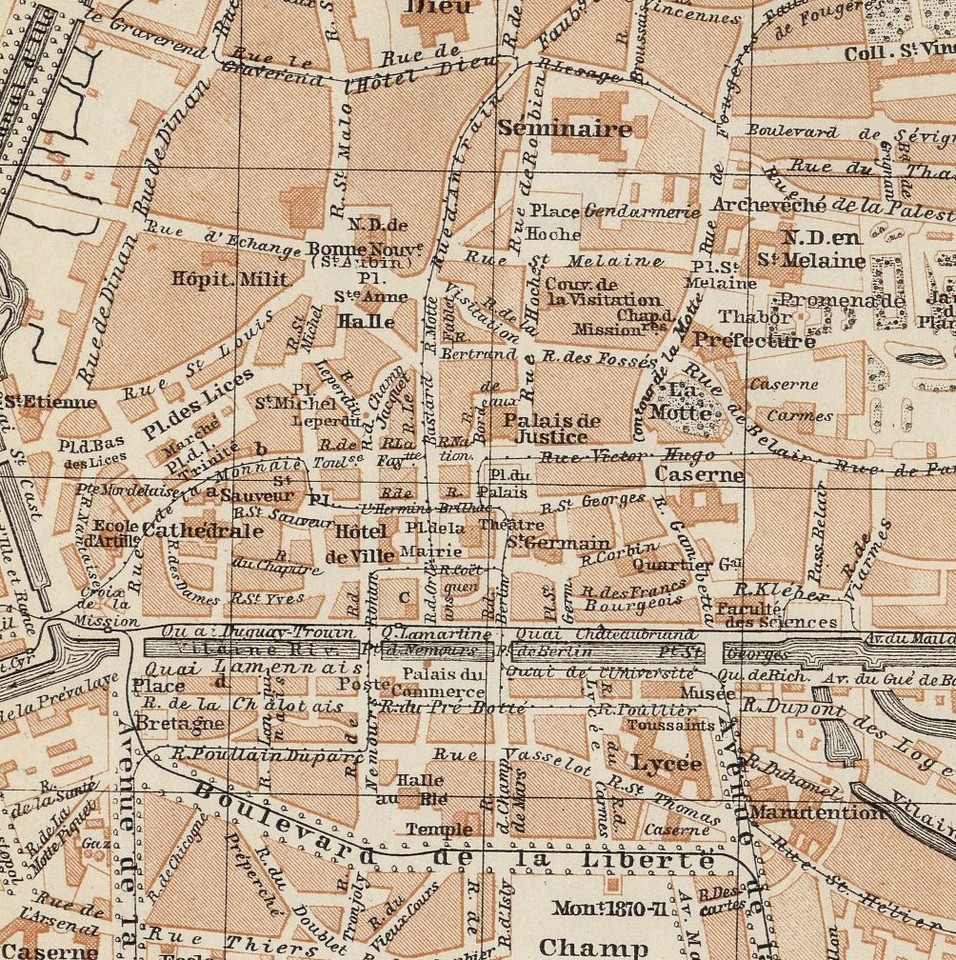 1909 ANTIQUE CITY MAP OF RENNES / BRITTANY BRETAGNE / FRANCE | eBay