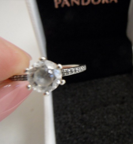 Pandora ALE Sterling Silver 925 Crown Solitaire PROMISE RING Size 56 Wm ...