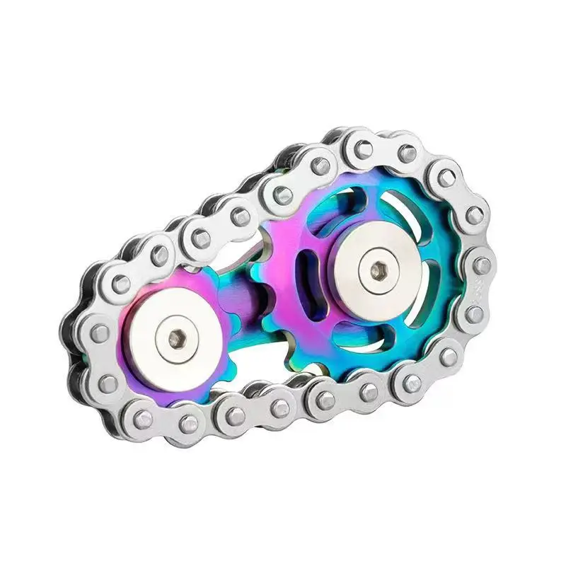 Sprockets Flywheel Fingertip Gyro Gear Chains Fidget Spinner Metal Desk ...