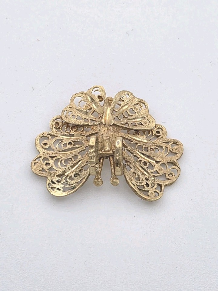 2.1g - 14K Solid Gold Butterfly Pendant • Filigree Design • Not Scrap ...