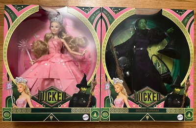 Wicked Deluxe Barbie Glinda Elphaba Doll Bundle MISPRINT NEW | eBay